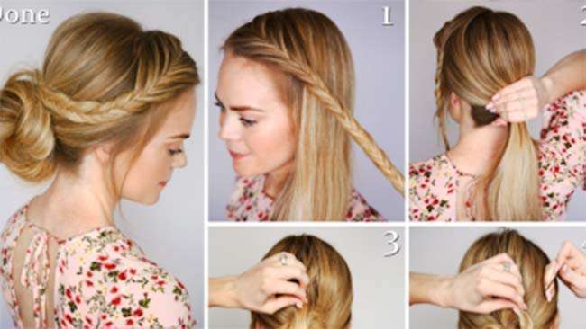 How to do easy braided bun hairstyle step by step